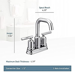 Moen Gibson Chrome Two-Handle Centerset High Arc Modern Bathroom Faucet with Drain Assembly, 6150