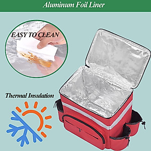 ZFZGFRCS Food Delivery Backpack Pizza Delivery Bag Insulated Delivery Bag with Cup Holders, Delivery Backpack with Support Boards for Bike Delivery, Food Delivery Bag for Carry HOT/COLD (Red)