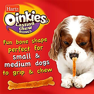 Hartz Oinkies Rawhide-Free Chicken-Wrapped Lasting Chew Bone Dog Treats, 12 Count, Highly Digestible, No Artificial Flavors or Colors