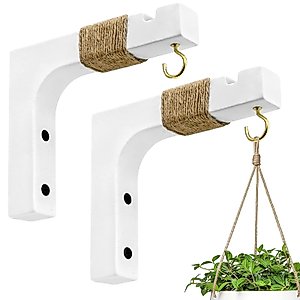 2 Pack Plant Hanger Hooks for Indoor Hanging Plants, Hanging Planters for Indoor Plants Farmhouse Wooden Hanging Basket Wall Hooks for Outdoor Flower Pots Lanterns Wind Chime Lights Garden Decoration