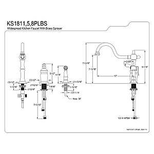 Kingston Brass KS1811PLBS Heritage Widespread Kitchen Faucet, Polished Chrome,11 x 9.63 x 2.5