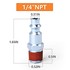 GASHER 1/4-Inch NPT Male Industrial Air Plug, Pneumatic Plugs 300PSI (20-Pack)