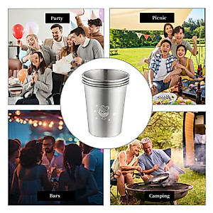 MONGSEW 4PCS Stainless Steel Kids Cups, 8 oz Unbreakable Stainless Steel Cups for Kids and Toddlers, Great for family meals, parties, camping trips and picnics, Dishwasher Safe (Gift box Included)