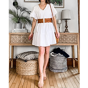 GRACE KARIN Elastic Wide Belts 1950s Vintage Waist Cinch Belt for Women Dresses Brown M