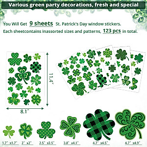 St Patricks Day Window Clings, Double-Side Quality Printed Shamrock Decorations for St Patrick's Day, Lucky Irish Decals Party Ornaments…