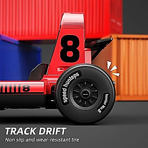 XJD Electric Go Kart 12V Battery Powered Pedal Go Karts for 3+ Kids Youths on Car Electric Vehicle Car Racing Drift Car for Boys Girls with Bluetooth/FM and Remote Control (Red01)