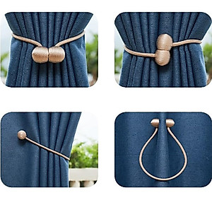 4Pack Curtain Tiebacks - Magnetic Curtain Tiebacks, European Style Convenient Drape Tie Backs，No Tools Required for Christmas Home Holiday Décor (Rice Red, 4)