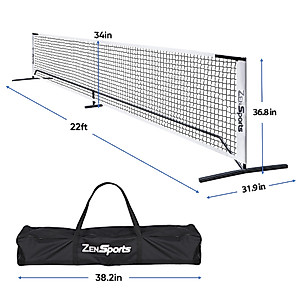 ZENY Portable Pickleball Net Set System with Metal Frame and 22FT Regulation Size Pickball Net with Carry Bag for Backyard, Driveways, Outdoor Game