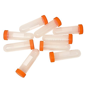 Honbay 10PCS 50ml Round Bottom Plastic Lab Centrifuge Tubes Laboratory Test Tubes with Screw Cap and Graduation Frozen Vial Container Sample Storage Containers for Science Laboratory School (Orange)