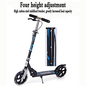 LJHBC Wheel Scooter Adult City Push Scooter Large 210mm Wheel Front and Rear Brake Easy to fold Easy to Carry Bearing 100kg (Color : Black)