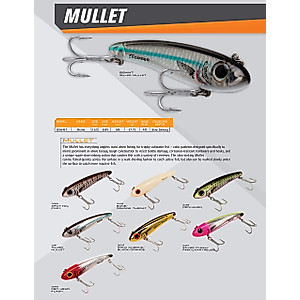 Bomber Lures Mullet Slow-Sinking Twitch, Walking Saltwater Fishing Lure, Excellent for Speckled Trout, Redfish, Stripers and More, 3 1/2", 5/8 oz, Bone Orange Throat