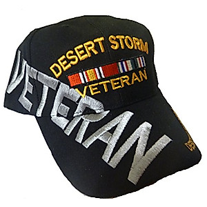 Desert Storm Veteran Baseball Cap Black Military Hat Army Air Force Marine for Vet Men Women