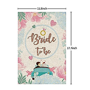 WeBenison Bride to Be Garden Flag/Bridal Shower Yard House Lawn Sign/Engagement Door Yard Lawn Sign Decor/Bachelorette Party Outdoor Decorations, Double Side Burlap