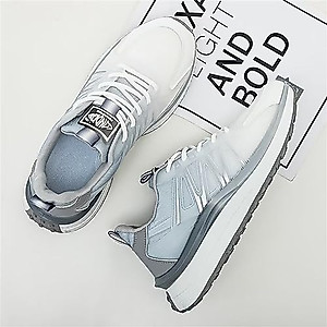 GSLMOLN Women's Slip On Walking Shoes Lightweight Casual Running Sneakers White Gray