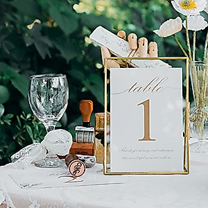 NCYP Glass Table Signs for Wedding - Small 5x7 Inches Place Card Holder - Gold Glass Photo Frame - Rectangle Display Brass Frame for Pressed Dried Flowers, Centerpiece (Glass Frame Only)
