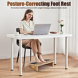 StrongTek Under Desk Footrest, Slanted Non-Slip Wooden Step Stool for Home and Office Chairs, Portable Ergonomic Posture Support for PC Gaming or Work Standing Desks