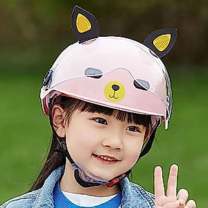 Electric Youth Kids Motorcycle Open Face Helmet, Vespa Retro Sunscreen Half Helmet Release Buckle, 2-14 Years Old Boys Girls Scooter Moped Cruiser Jet 3/4 Vintage Helmet, DOT Approved-B||45-58CM
