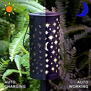 neemor 6 Pack Solar Pathway Lights Outdoor Garden Solar Lights Solar Powered Path Lights Decorative for Patio Lawn Landscape Yard Star Moon Women Gifts Warm White