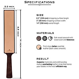 Artrize Paddle Strop 2 Sided - Italian Leather with compounds for Knife Sharpening Stropping Kit Honing Razor Sharpener and Buffing Compound Axe Carving Two Strops Block Polishing Chisel
