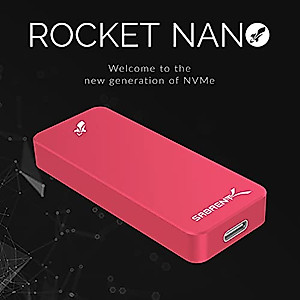 SABRENT 1TB Rocket Nano External Aluminum SSD Up to 1000MB/s (Red) (SB-1TB-NANO-RED)