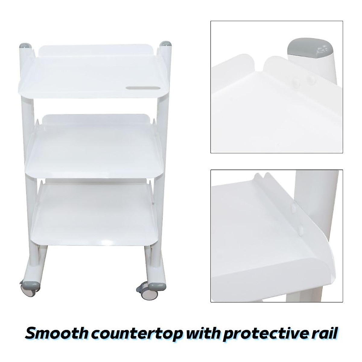 fonhunt Dental Mobile Cart 3-Layers Cart Multi-Function Rolling Trolley Built-in Socket, 40kg/88lbs Load Capacity for Dental Lab, Hospital and Beauty Salon