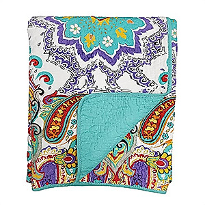 Greenland Home Nirvana 100% Cotton Quilted Throw Blanket, Teal