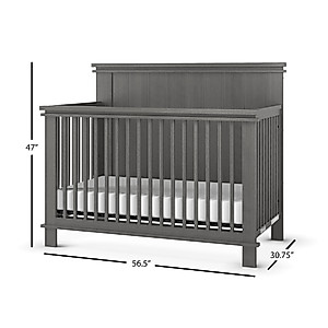 Child Craft Denman Crib and Dresser Nursery Set, 2-Piece, Includes 4-in-1 Convertible Crib and 3-Drawer Dresser, Grows with Your Baby (Crescent Gray)