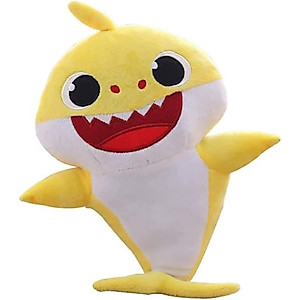 Baby Cute Plush Toy Plush Shark Toy That Sings with Music and Luminous Light is The Best Birthday Gift for Children … (Yellow)