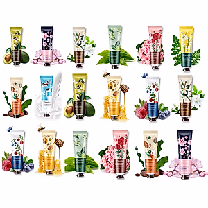 18 Pack Natural Plant Fragrance Hand Cream for Dry Hands, Moisturizing Hand Care Cream Travel Gift Set With Natural Shea Butter And Aloe For Men And Women, Travel Size Hand Lotion, Body Moisturizer Bulk Christmas Gifts (30ml)