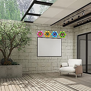 LITIALLY 4PCS Metal Flowers Outdoor Wall Decor, 6 Inch Metal Garden Wall Art Decorative, Metal Flower Outdoor Wall Sculptures Hanging Indoor Outdoor Home, Garden