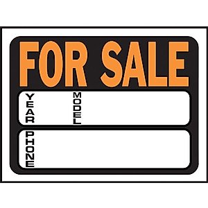 Hy-Ko Products 3031 Auto/Boat For Sale Plastic Sign 8.5" x 12" Orange/Black, 1 Piece