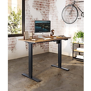 FLEXISPOT EN1 Height Adjustable Standing Desk 48 x 30 Inches Whole-Piece Desktop Ergonomic Memory Controller Electric Stand Up Desk (Black Frame + 48" Rustic Brown Desktop, 2 Packages)