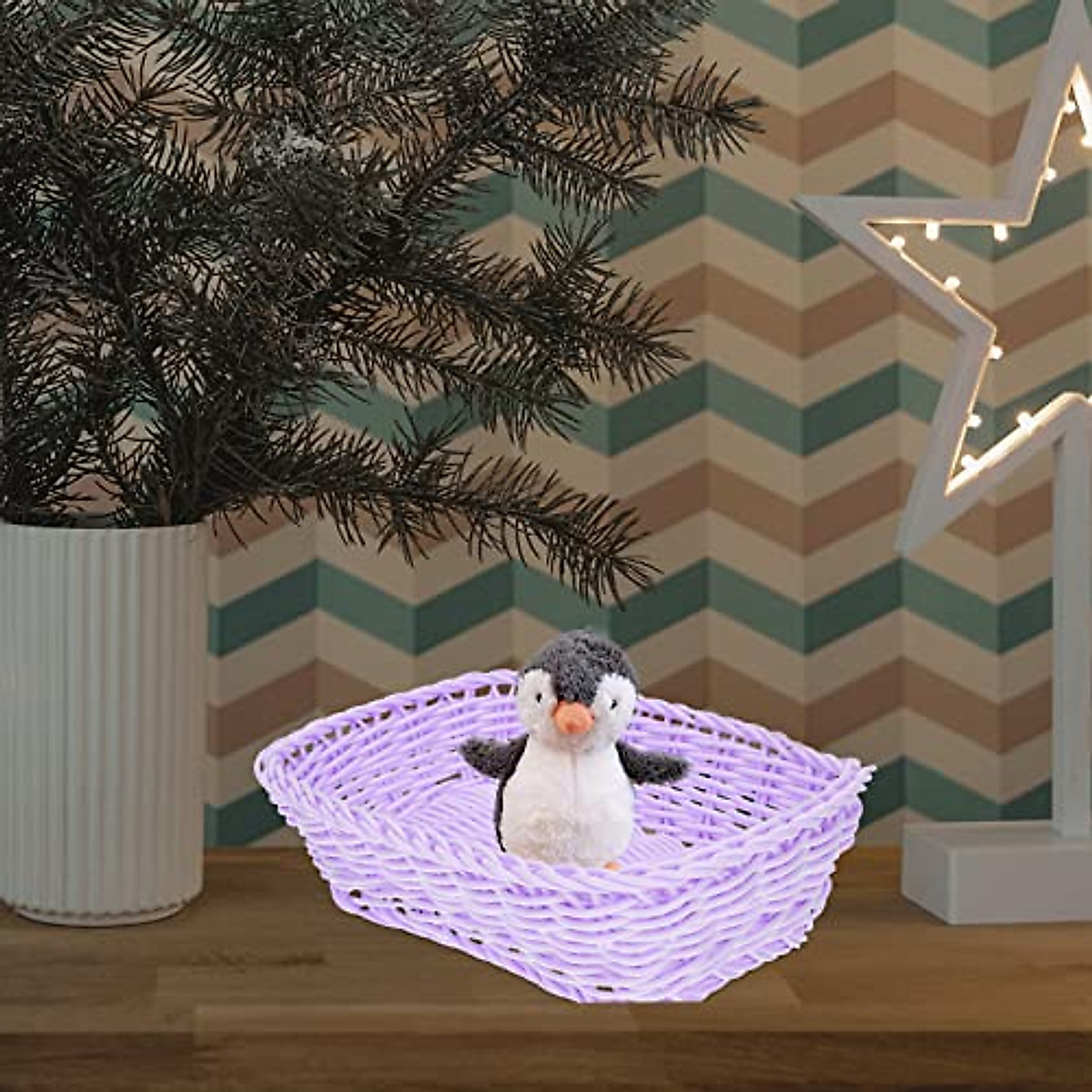 Cabilock Wicker Bin Countertop Storage Basket: Purple Storage Basket Organizer Makeup Sundries Display Bin Kids Toy Ornament Organizer Photography Prop