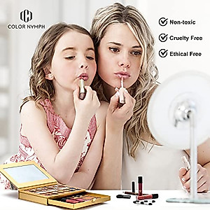 Color Nymph Makeup Kit for Women All in One Makeup Set for Teens Beginners Travel Makeup Palette Includes 24 Eyeshadows, Contour Powder, Highly Pigmented Lip Glosses, Brushes, Eyeliner Pencil and Mirror