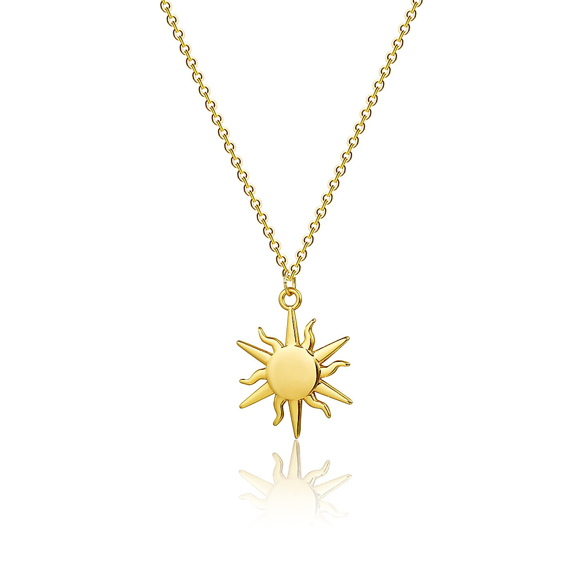 MIDEEO Gold Sun Pendent Necklace Dainty Sunshine Necklace Minimalist Celestial Sun Pendant Necklace Layering Jewelry for Women