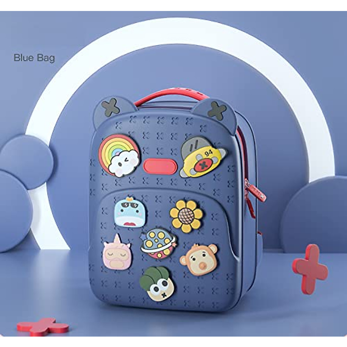 3D DIY Logo Children's toddler Backpack School Bag Waterproof Lightweight Shoulder Travel Bag for kids (Large, Blue)