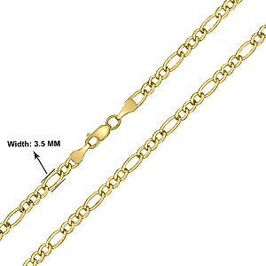 14K Yellow Gold Filled 3.5mm Figaro Chain with Lobster Clasp - 20 Inch