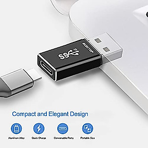 ELECTOP Double Sides 10Gbps, USB 3.1 GEN 2 Male to Type-C Female Adapter, Support Both 10Gbps Charging & Data Transfer, USB A to USB C 3.1 Converter for PC, Laptop, Charger, Power Bank, Quest Link