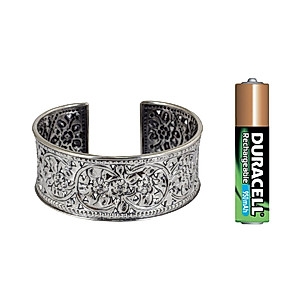 NOVICA Artisan Handmade Sterling Silver Cuff Bracelet Floral No Stone Thailand [6.25 in L (end to End) x 1.1 in W] ' Renewal'