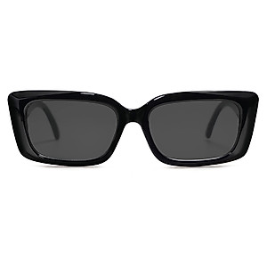 SOJOS Trendy Rectangular Sunglasses Womens Face 90's Retro Shades Sunnies Gafas de sole Chunky Angular Cornor Frame SJ2238 Black