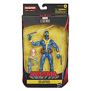 Marvel Hasbro Legends Series Deadpool Collection 6-inch Deadpool Action Figure Toy Premium Design and 4 Accessories, Blue