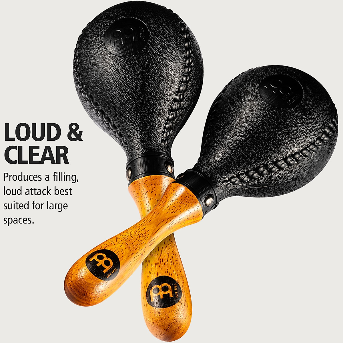Meinl Percussion, Standard Size with ABS Plastic Wooden Concert Maracas Hand Shaker Rattles with All-weather Synthetic Shells — NOT MADE IN CHINA — Solid Wood Handles, 2-YEAR WARRANTY (PM2BK)