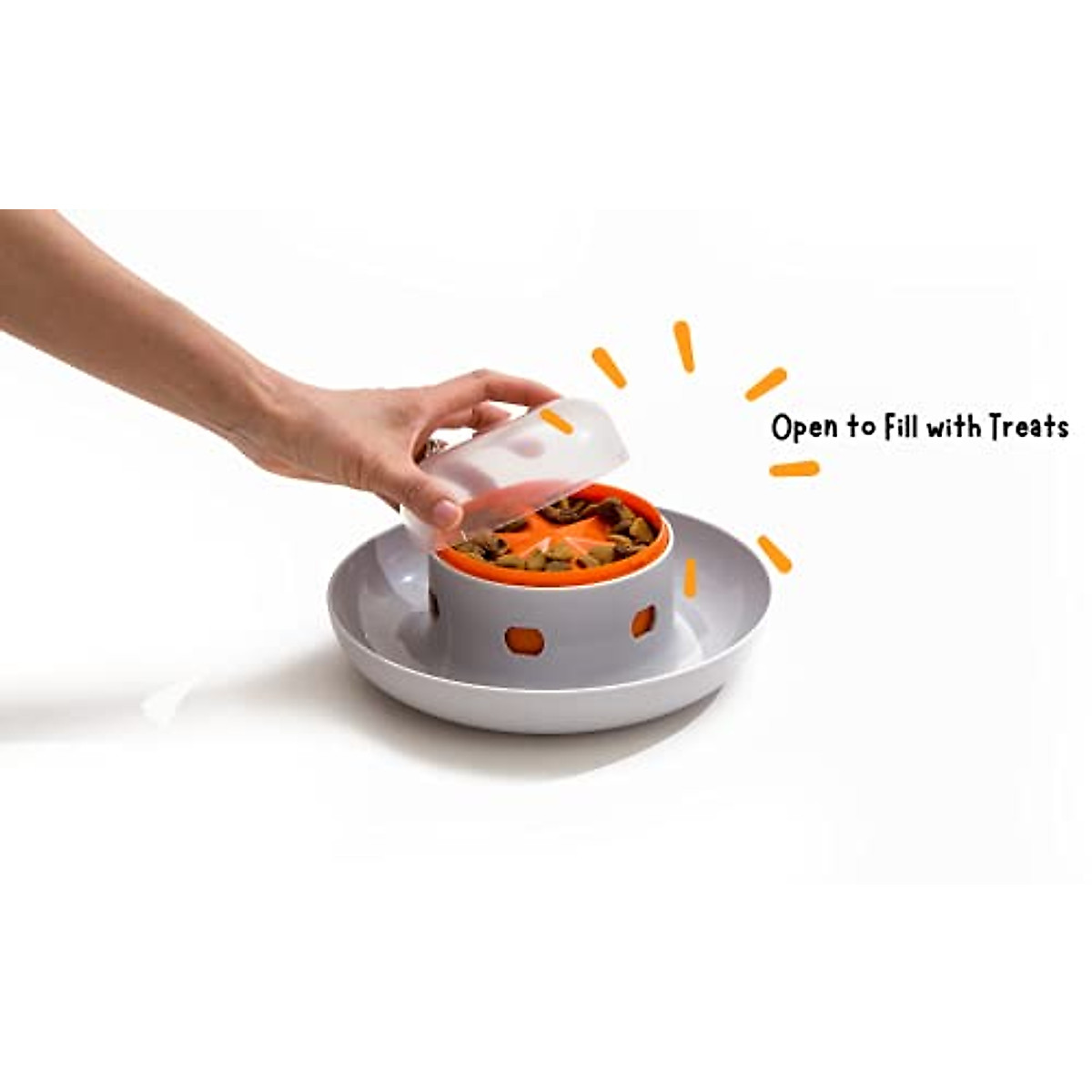 The UFO Interactive Push Button Food Treat Dispenser Bowl for Dogs & Cats for Fun Slow Feeding