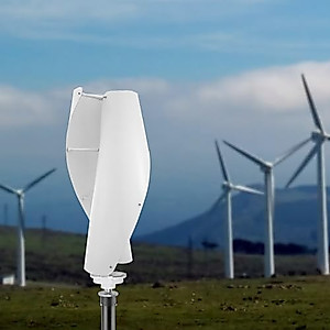 Wind Turbine Wind Generator Kit, 2 Ring Blades Wind Turbine with Controller 400W 12V DC, Vertical Axis Wind Generator Kit Wind Generator Windmill for Home Garden Boat Street Lighting (White)