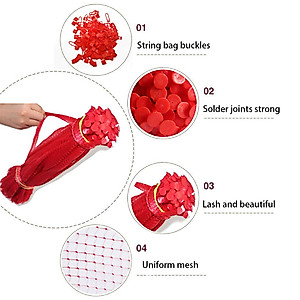 100Pcs Reusable Mesh Nylon Netting with Loop-Style Closures, 20 Inch Red Reusable Nylon Mesh net Produce Grocery Toys Fruits Vegetables Storage Poly Bags, Seafood Bag (20 Inches, Red)