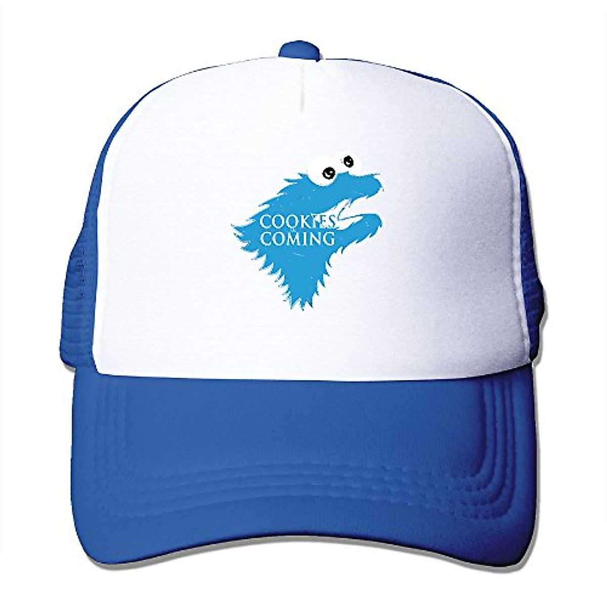 Trucker Cookie Monster Is Coming Adjustable Mesh Back Baseball Cap RoyalBlue