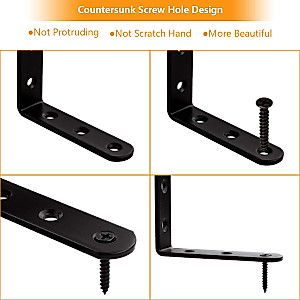 16 PCS L Shelf Brackets 4Inch, Cast Iron 4x4 Inch Heavy Duty L Shape Corner Brace, Black Floating Shelves Bracket for Hanging DIY Shelving or Bookshelf, 3mm Thick Angle Joint Bracket Fastener