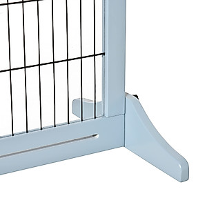 PawHut 72" W x 27.25" H Extra Wide Freestanding Pet Gate with Adjustable Length Dog, Cat, Barrier for House, Doorway, Hallway, Gray