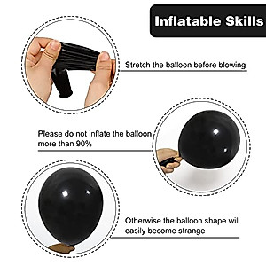RUBFAC 129pcs Black Balloons Latex Balloons Different Sizes 18 12 10 5 Inch Party Balloon Kit for Birthday Party Graduation Baby Shower Wedding Holiday Balloon Decoration
