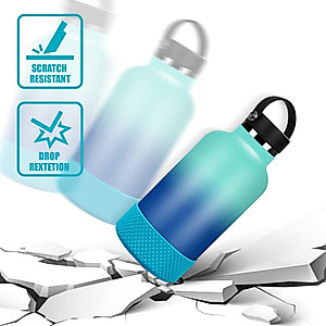 GLINK Bottle Boot, Compatible with Hydro Flask 2.0 Wide Mouth 64 oz Water Bottle and Others, Protective Silicone Bottom Sleeve Cover, Anti-Slip Flex Boot with Diamond Texture (Laguna)